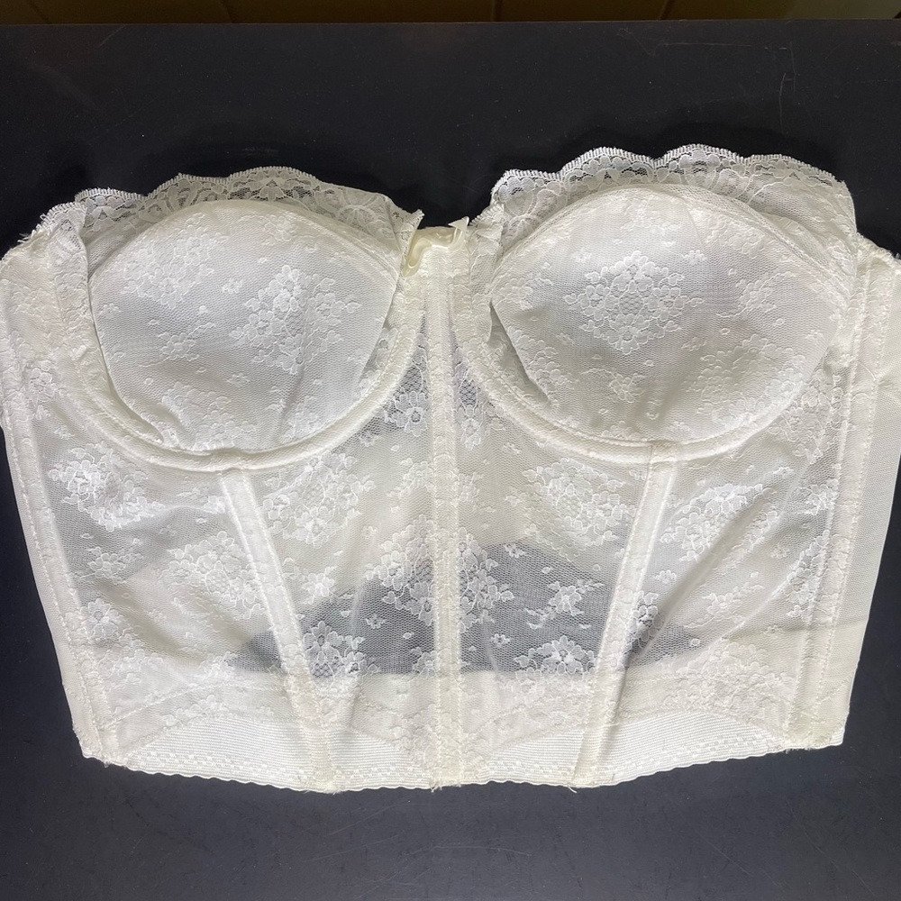 Vintage Lace Bustier Corset White Lace Bra Top Sears … - Gem